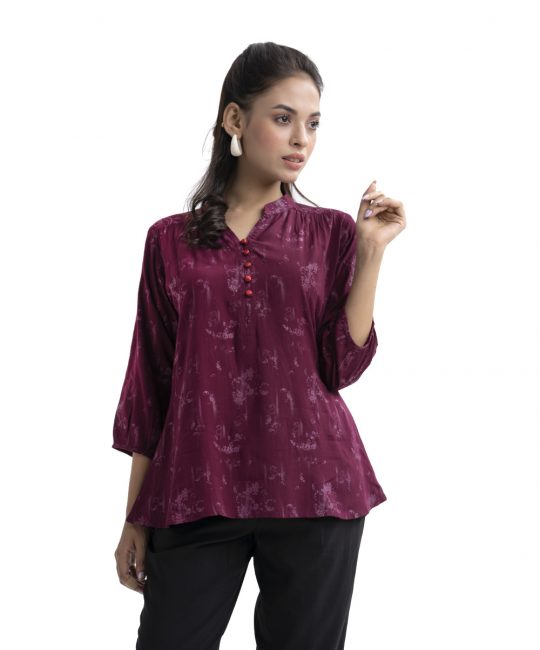 Deep Maroon Viscose Ladies Shirt