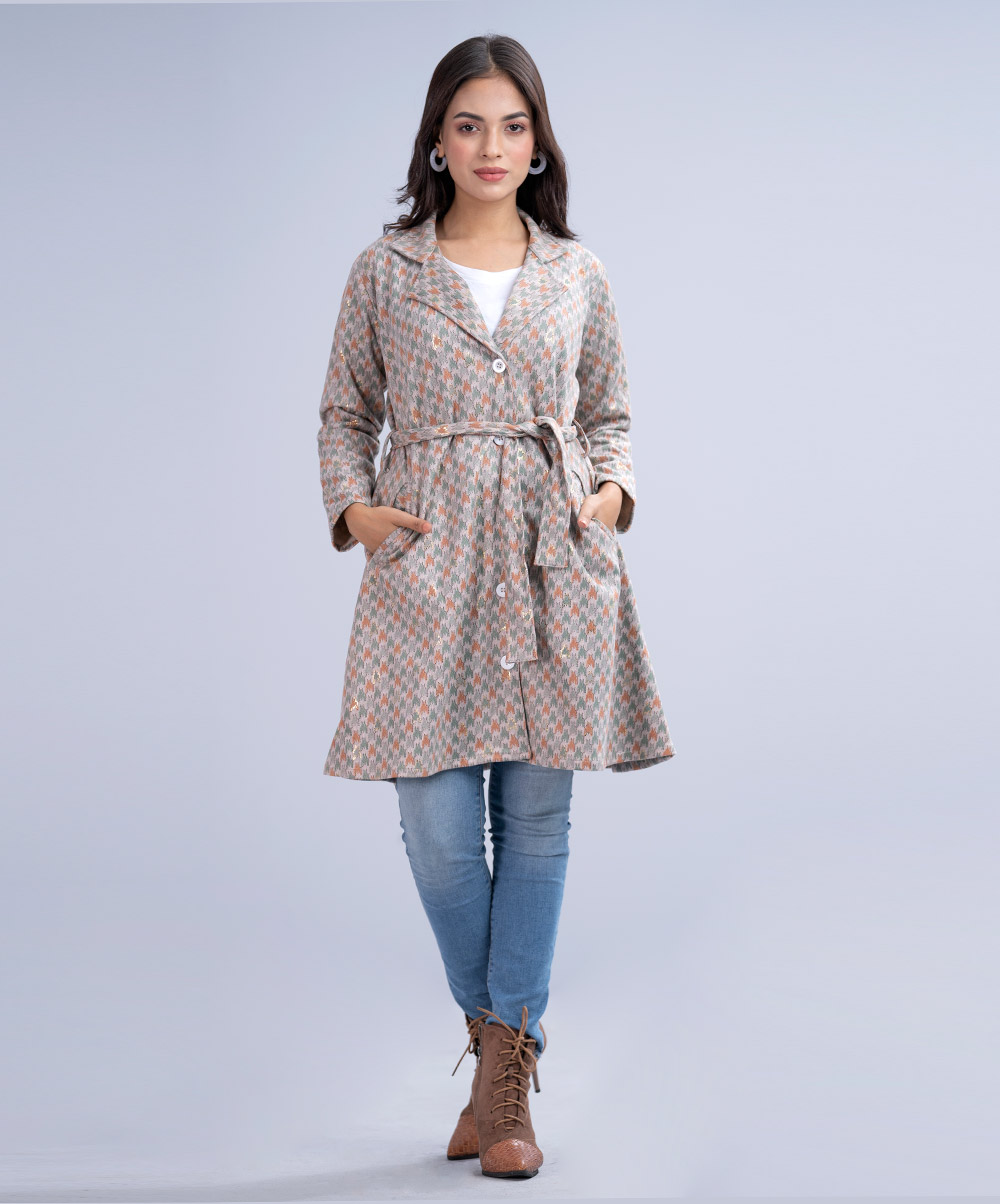 Multi-color Printed Coat Style Jacket