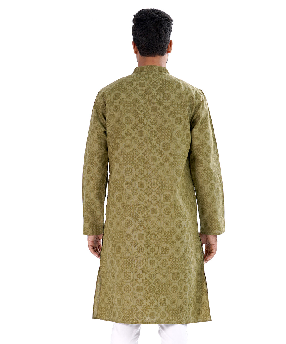 Olive Semi Fitted Panjabi