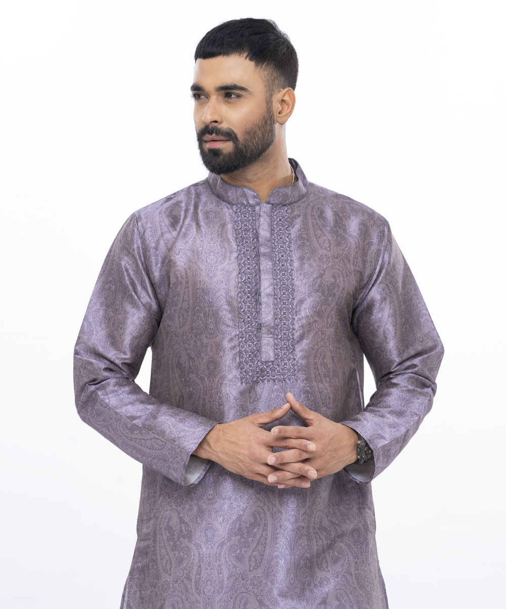 Gray Premium Art-Silk Panjabi