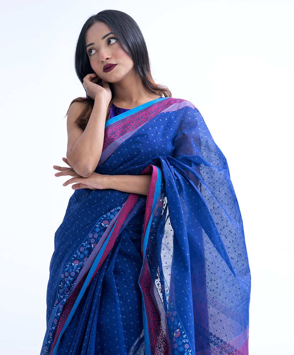Blue Cotton Saree