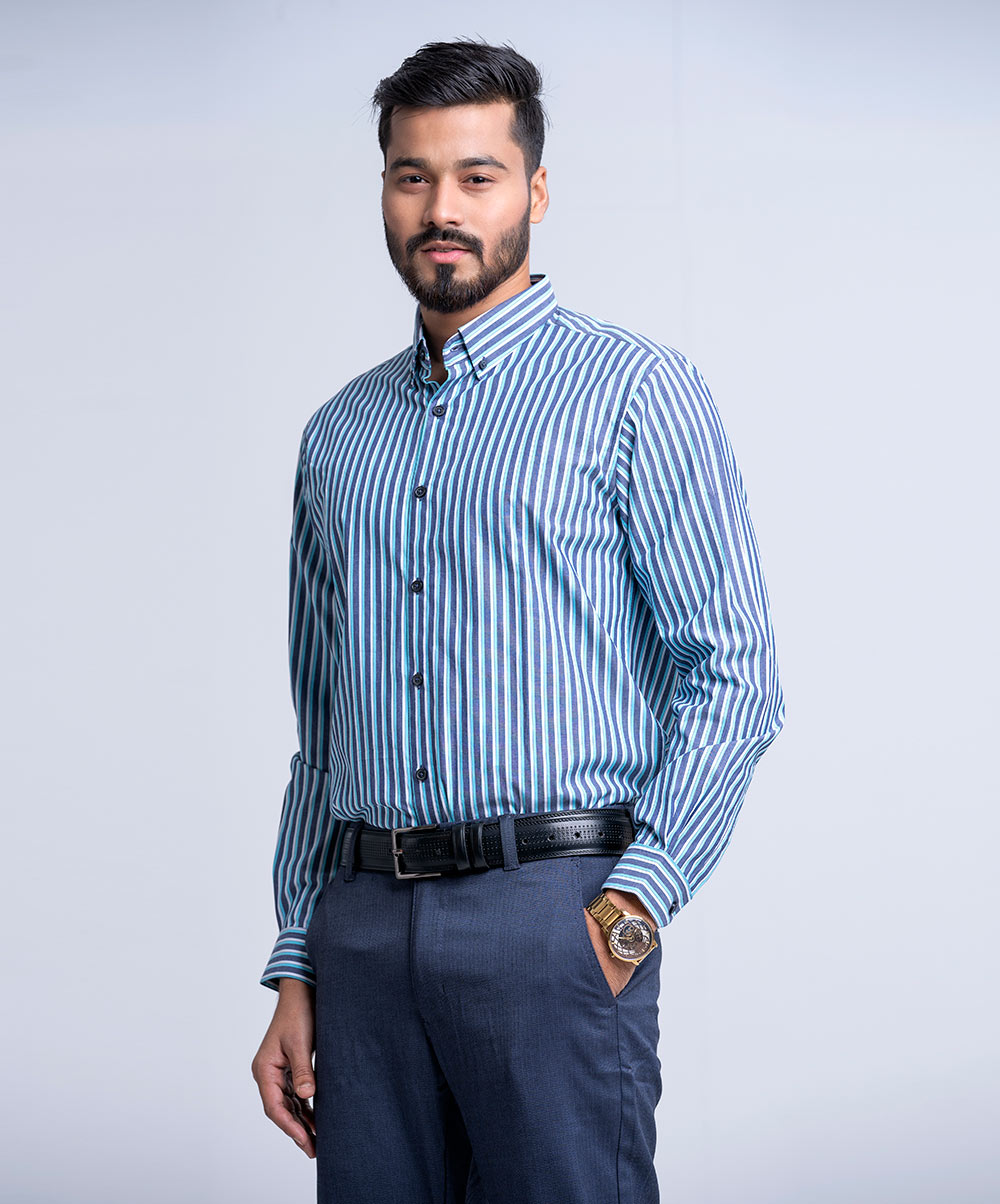 Blue Stripe Business Formal Shirt