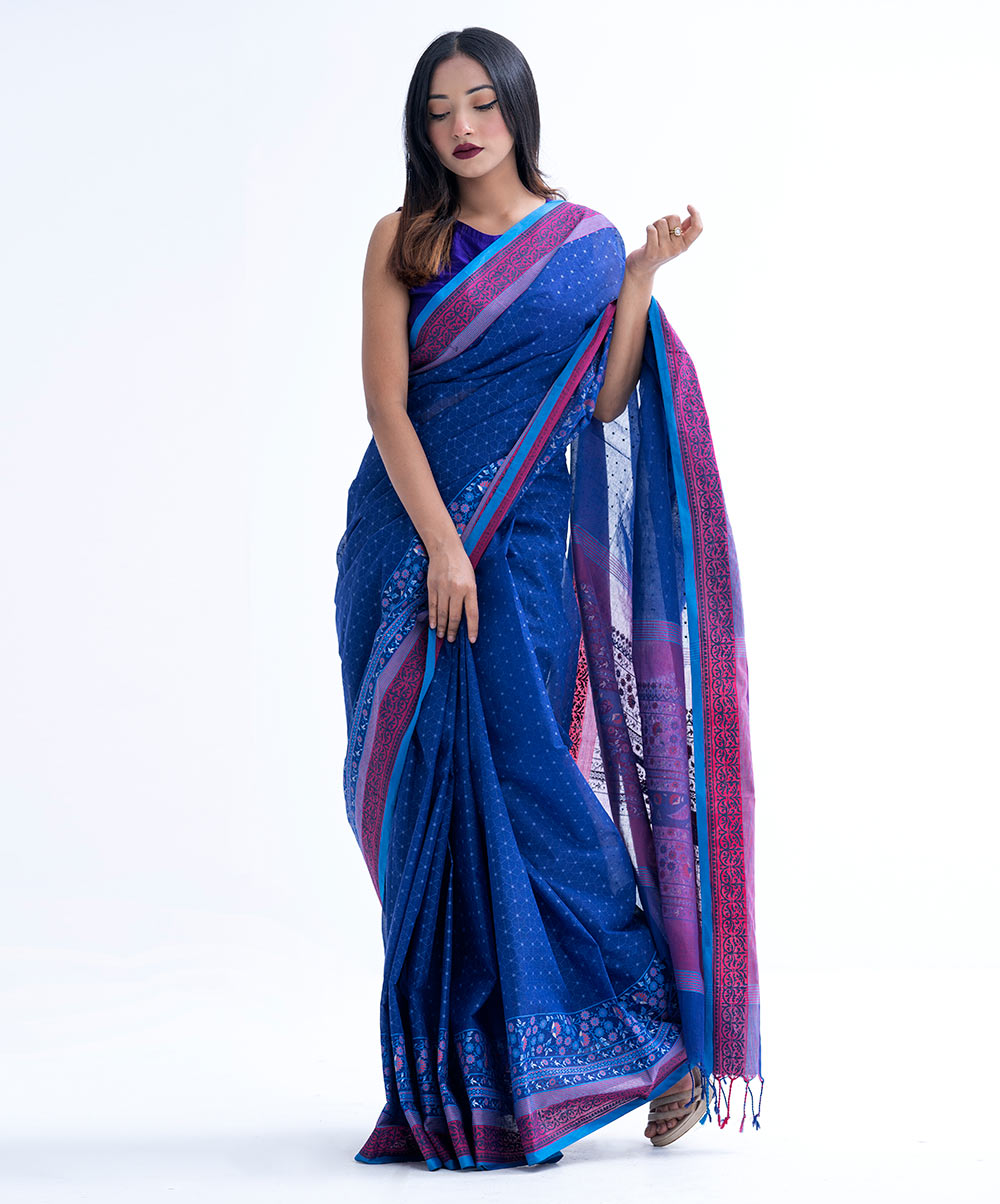 Blue Cotton Saree