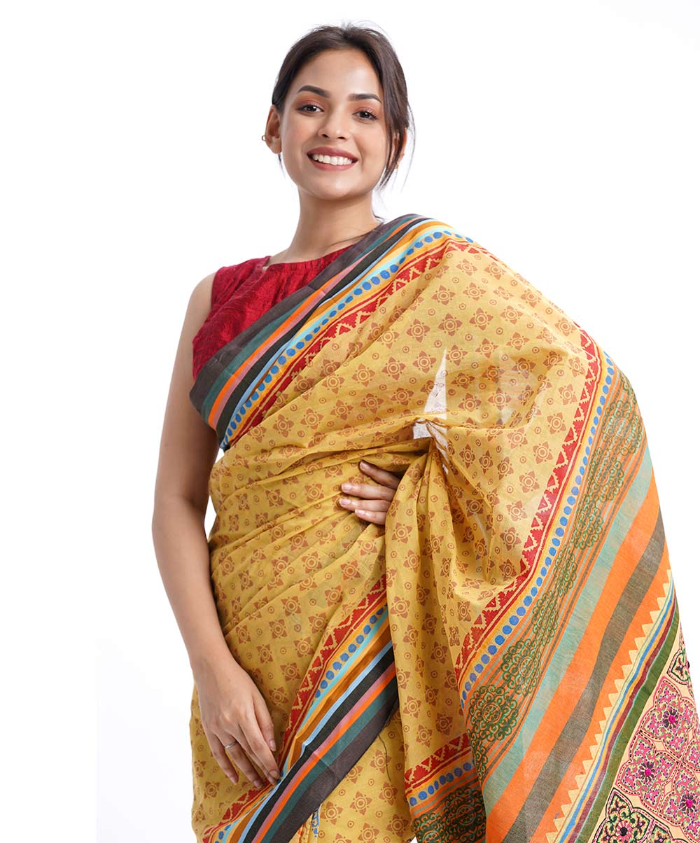 Yellow Cotton Saree
