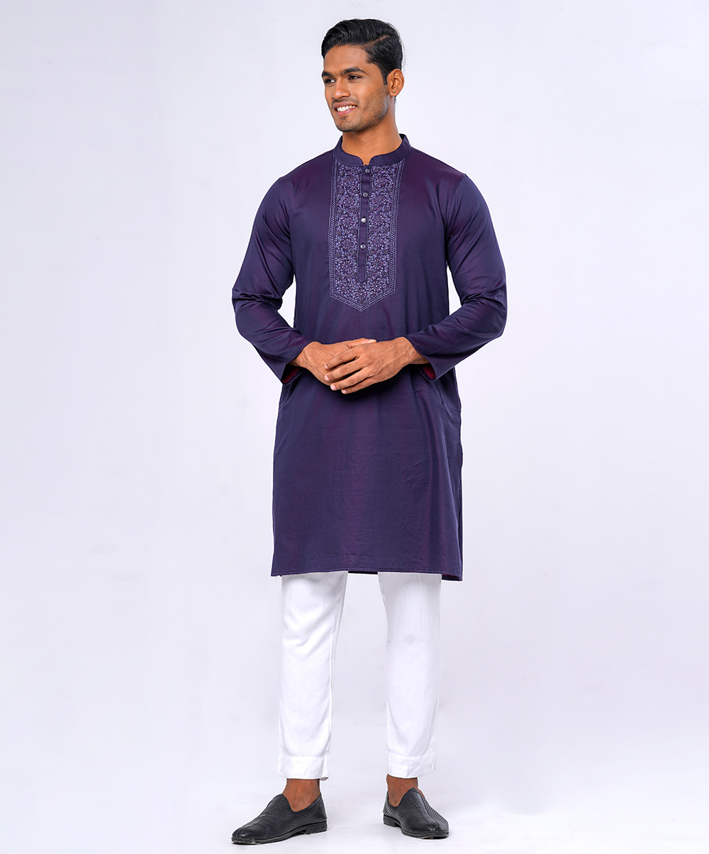 Purple Premium Cotton Panjabi