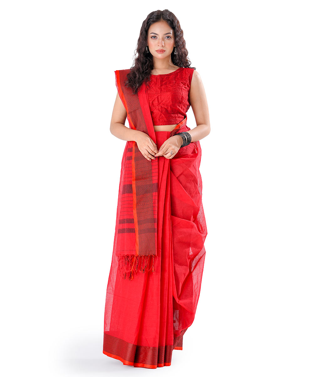 Red Cotton Saree