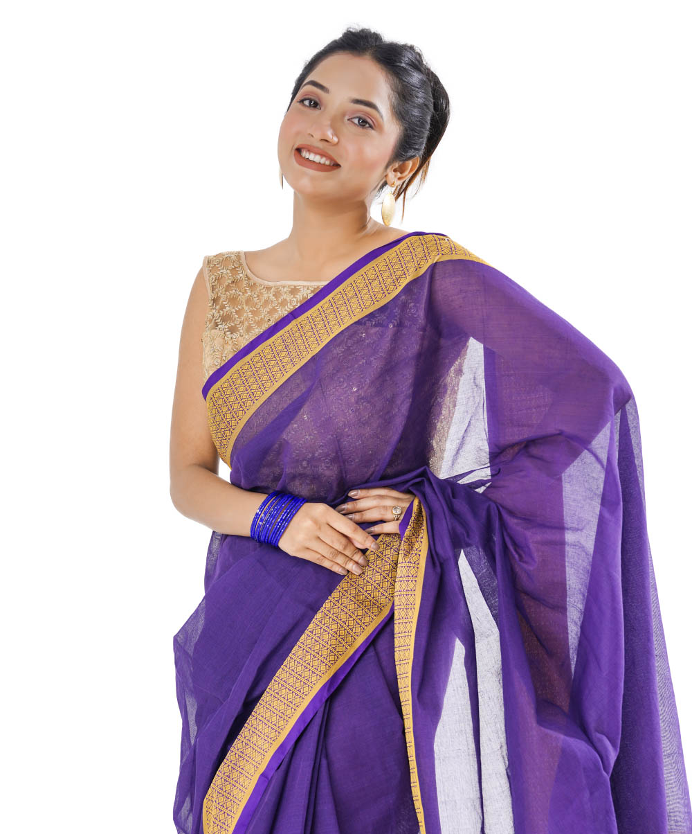 Purple Cotton Saree