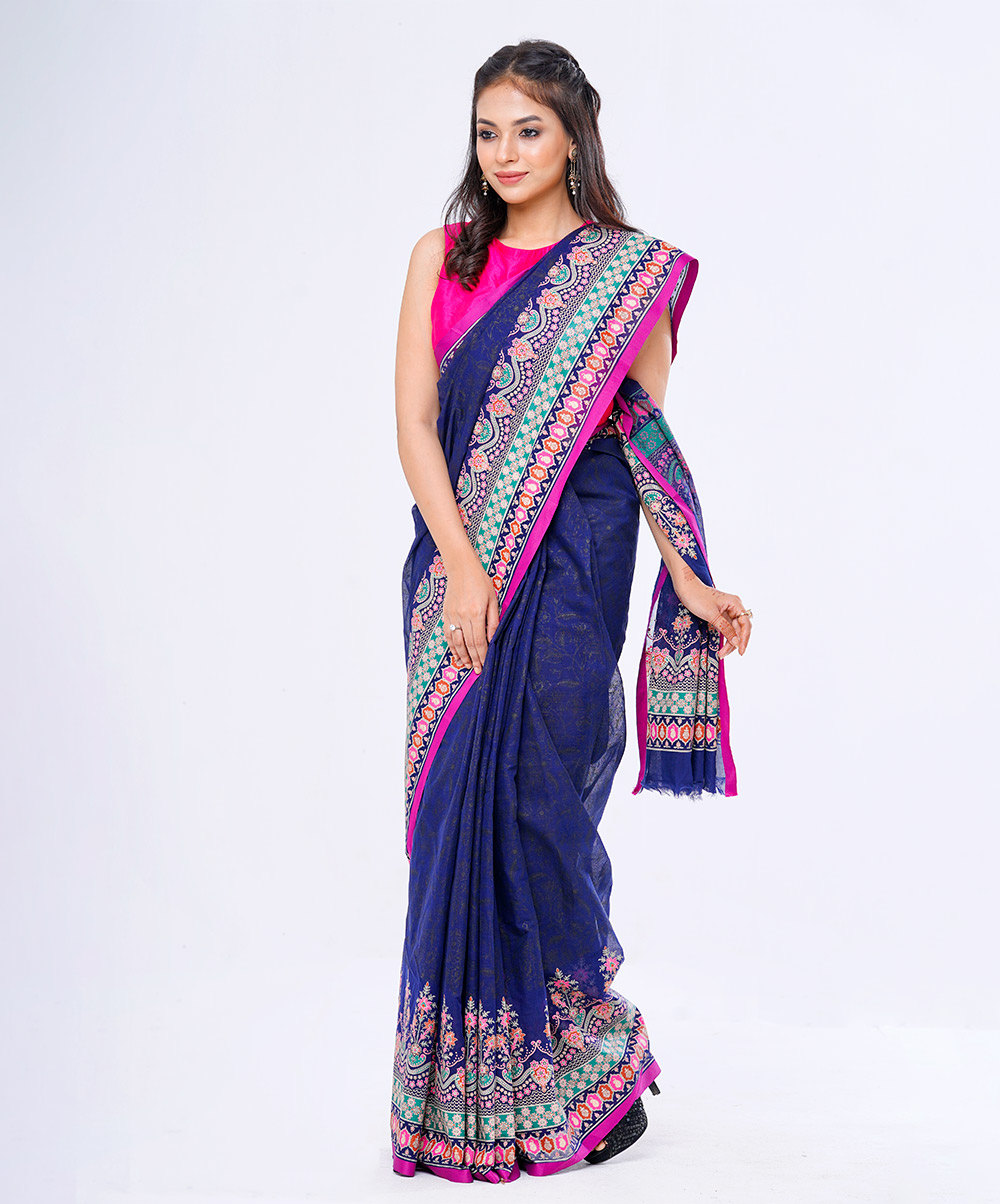 Blue Cotton Saree