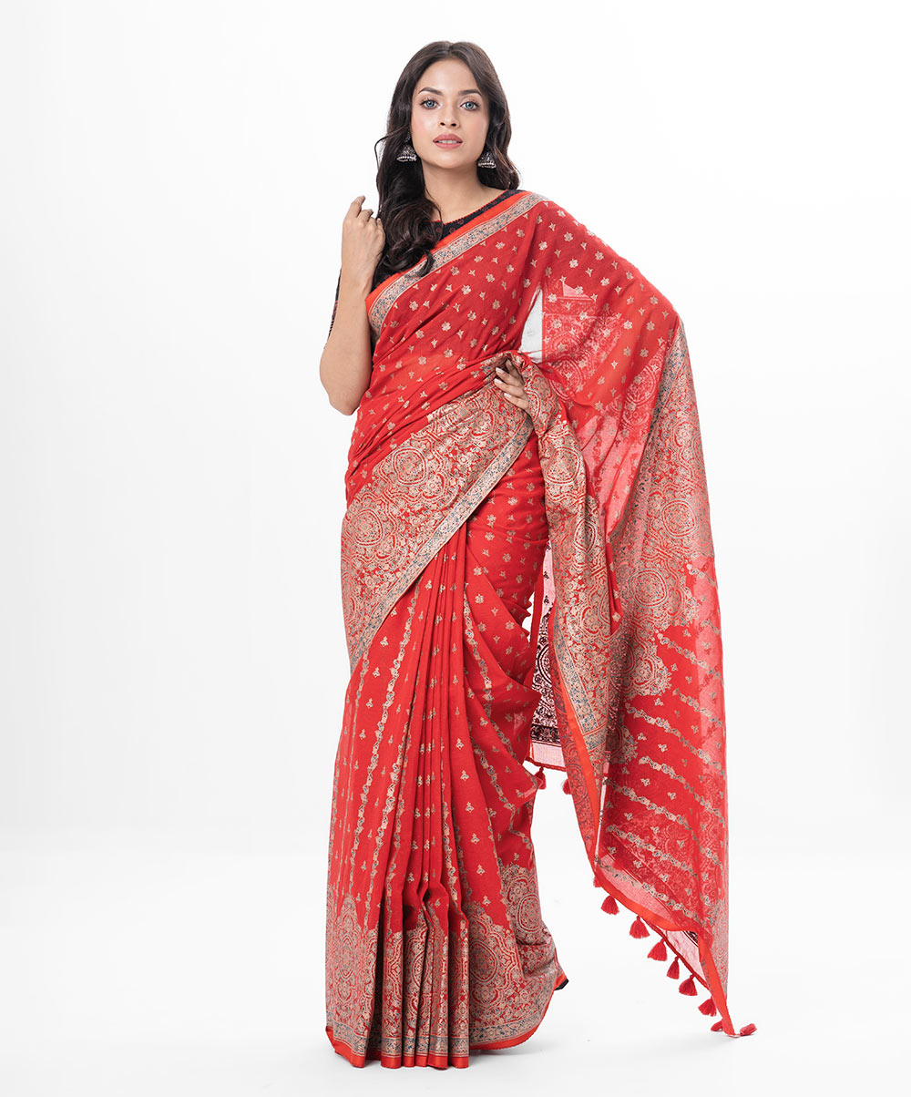 Red Cotton Saree