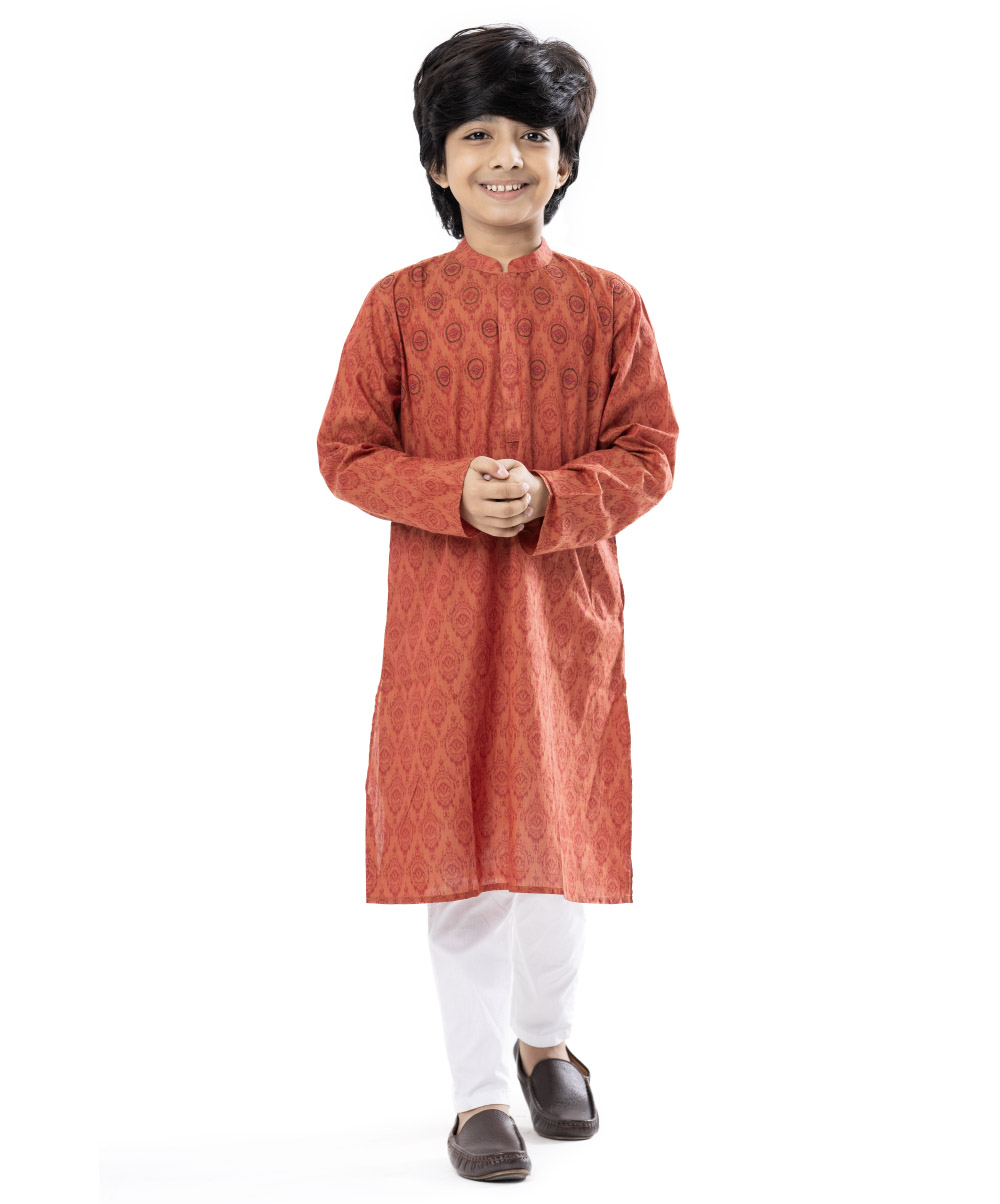 Brownish Red Cotton Panjabi