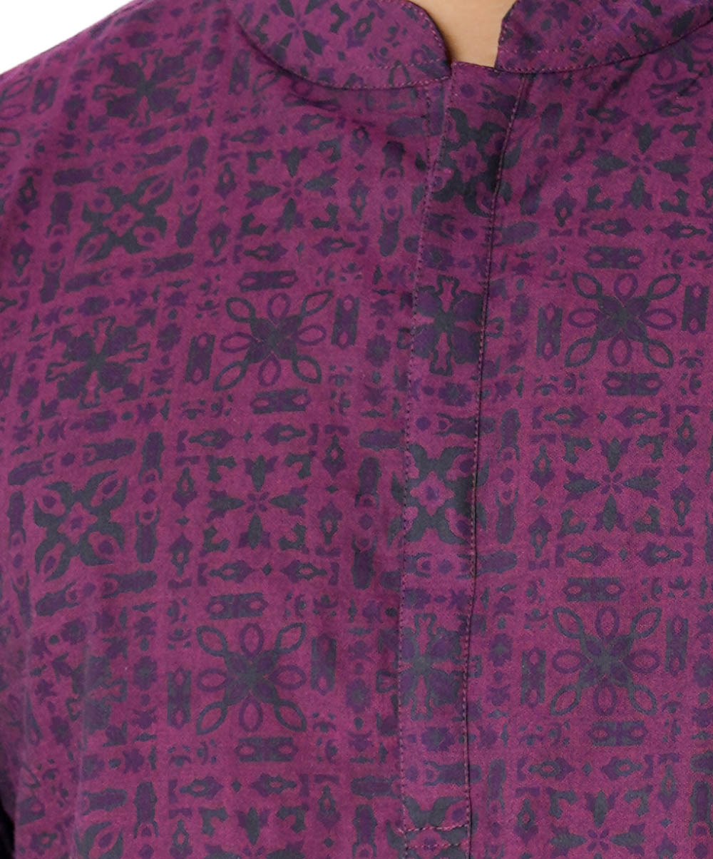 Purple Semi Fitted Cotton Panjabi
