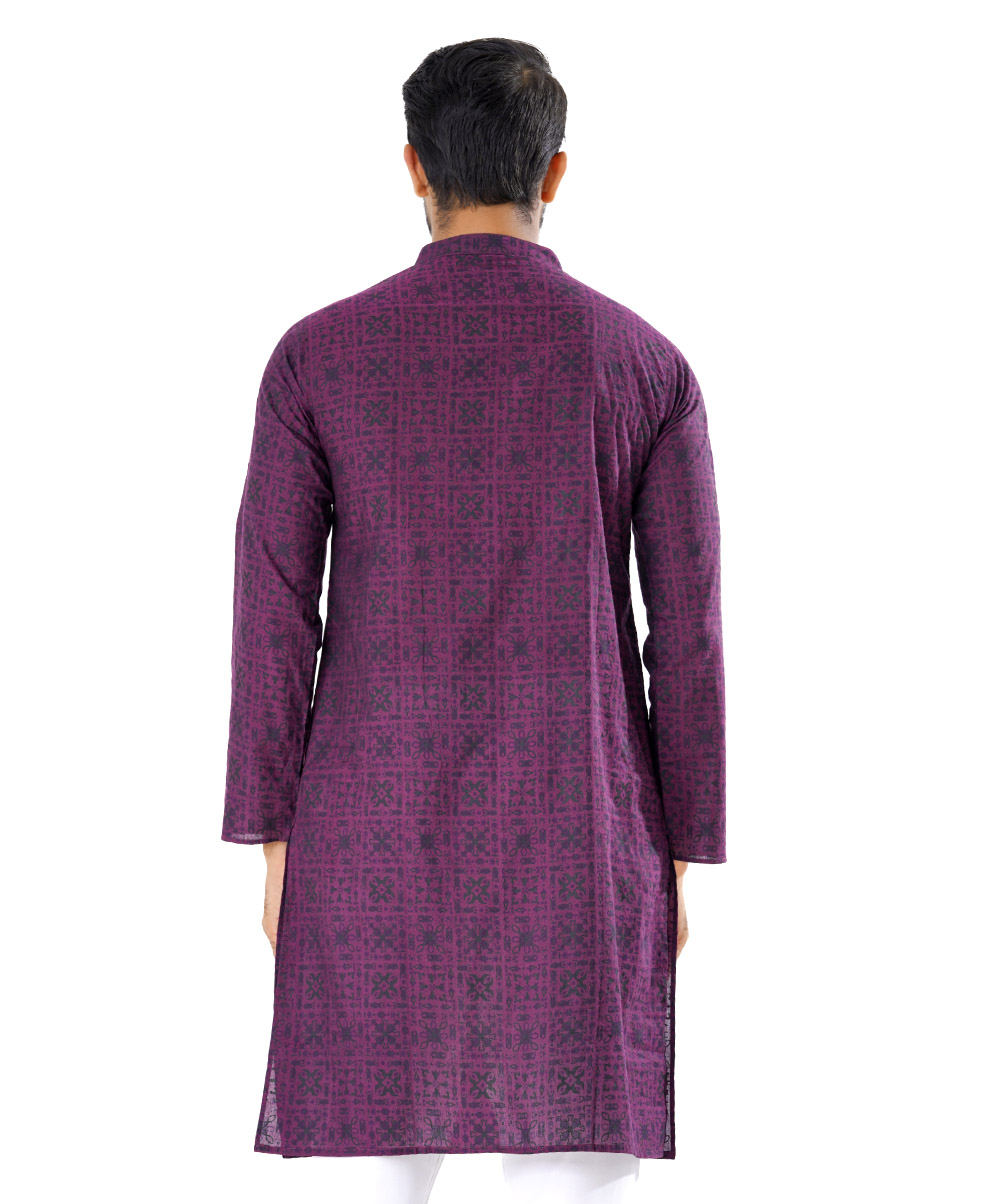 Purple Semi Fitted Cotton Panjabi