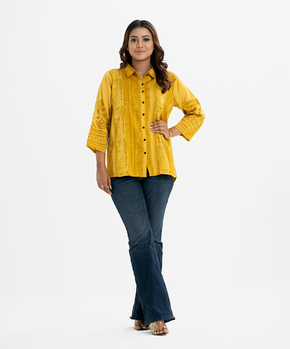 Mustard Yellow Crepe Women’s Shirt