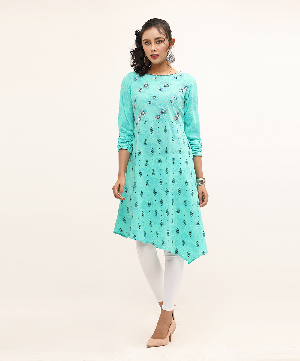 Turquoise smoky sleeve Tunic